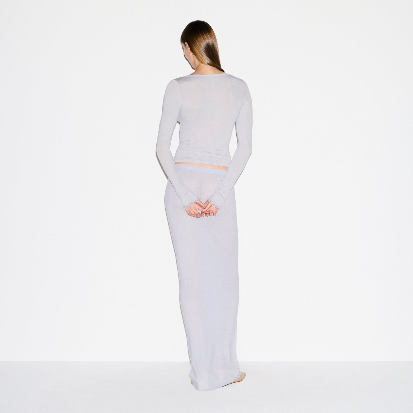 SHEER MODAL LONG SLEEVE HENLEY | MIST | SKIMS