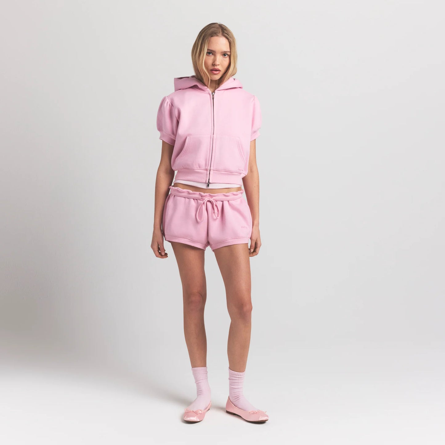 COTTON FLEECE BUBBLE SLEEVE CROPPED ZIP UP | HALITE | SKIMS MÉXICO
